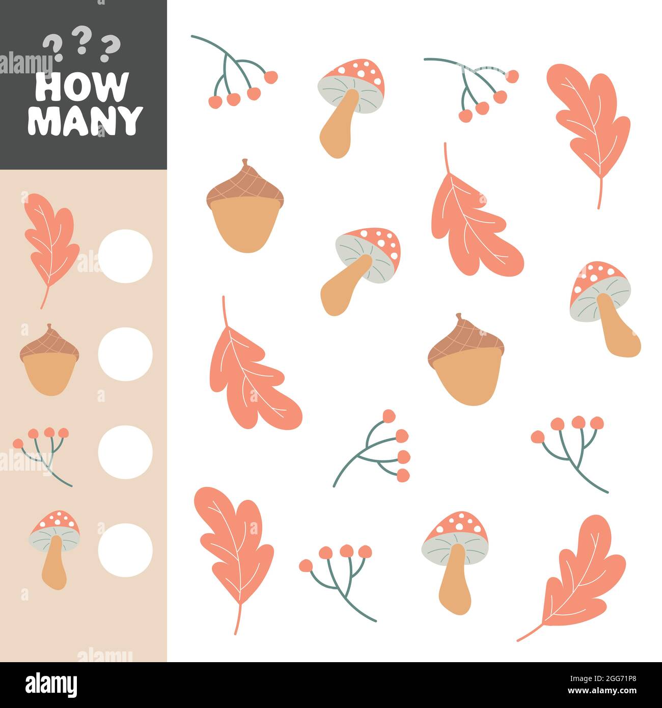 Counting educational children game, math kids activity sheet. How many ...
