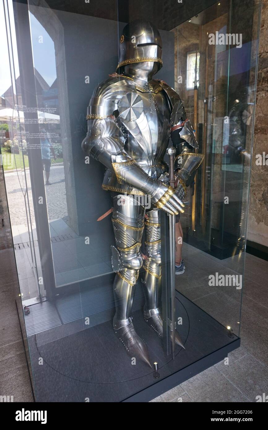 Shiny knight armor displayed in the Fort of Ljubljana, 2020 Stock Photo ...