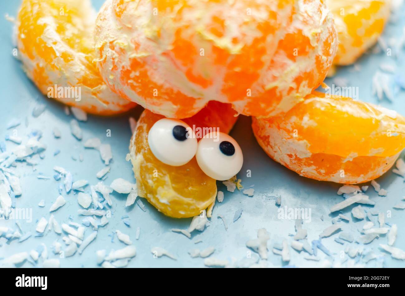 Fruit turtles, a snack made of fresh parts of mandarins served in the ...