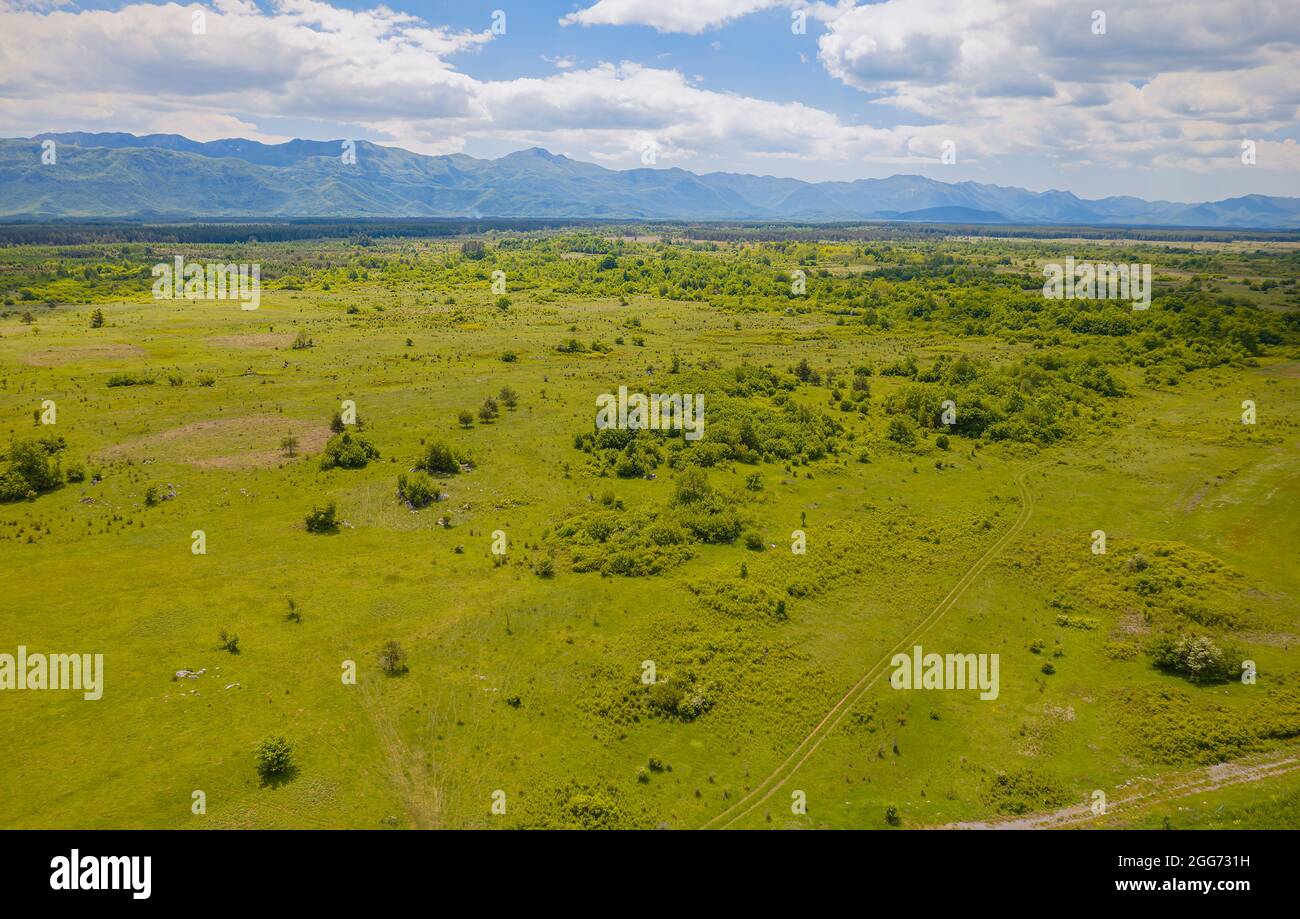 Lika region plateau an aerial view of the Croatian landscape Stock ...