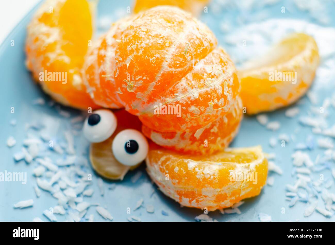 Fruit turtles, a snack made of fresh parts of mandarins served in the ...