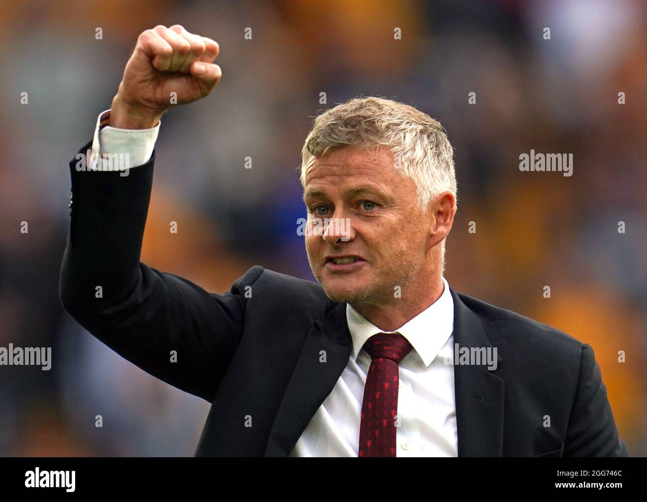 Manchester United manager Ole Gunnar Solskjaer celebrates after the ...