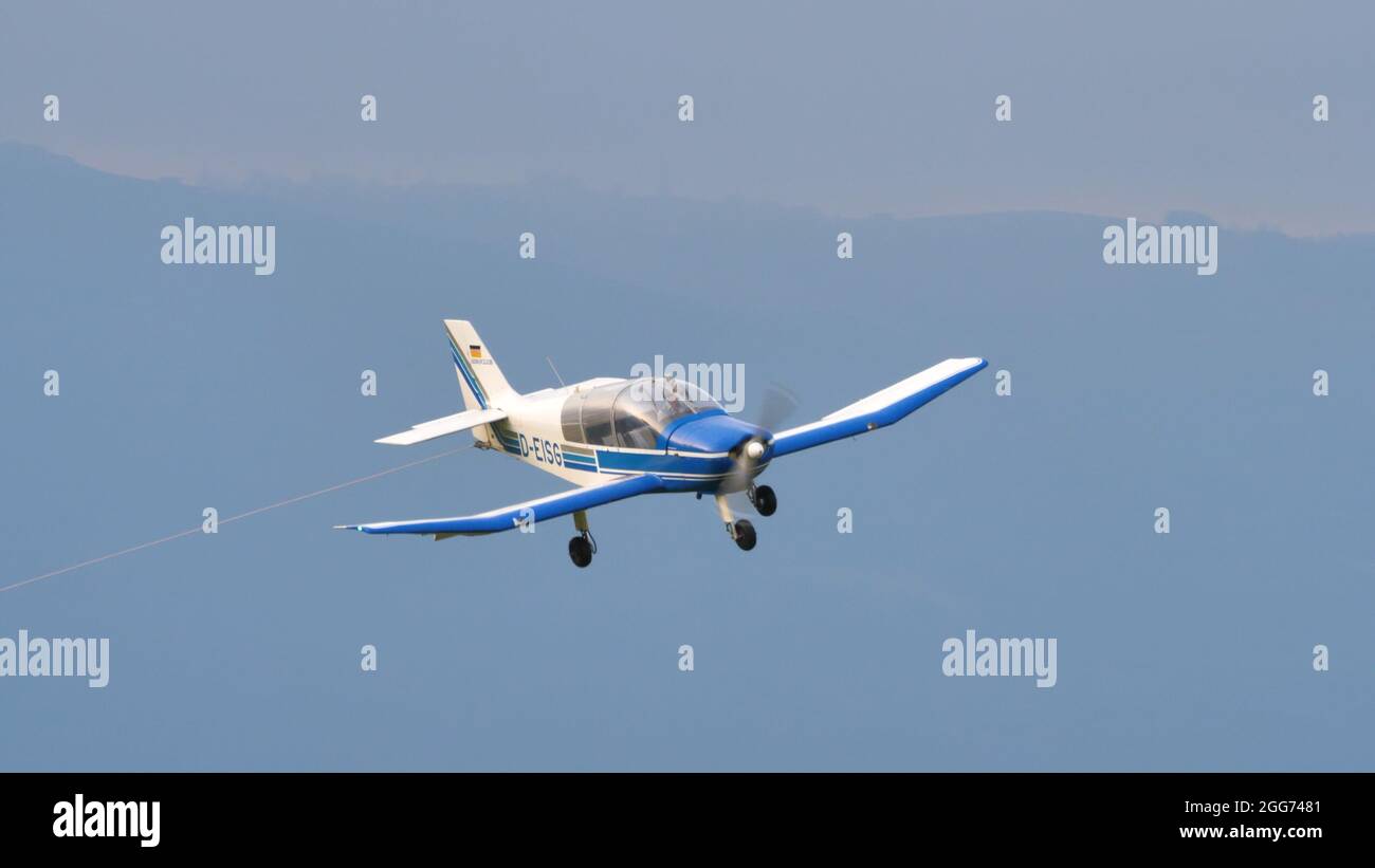 Thiene, Italy JULY, 8, 2021 Propeller plane used for towing gliders ...
