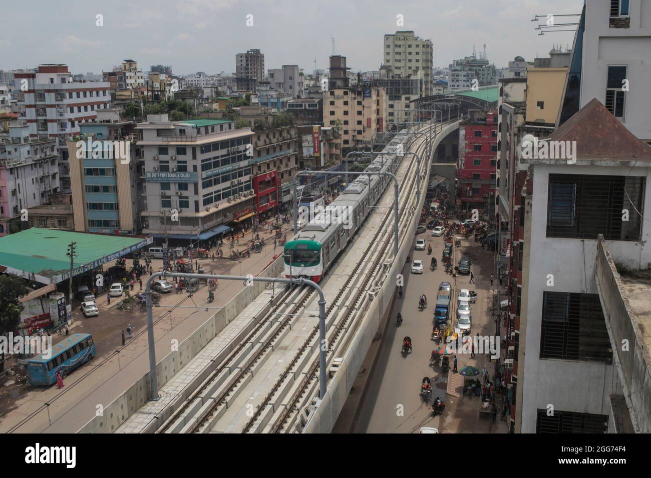 DHAKA, BANGLADESH - AUGUST 29: Aerial view of people during the first ...