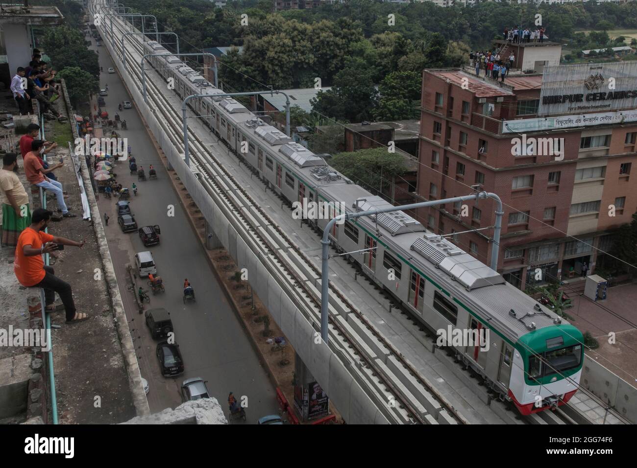 DHAKA, BANGLADESH - AUGUST 29: Aerial view of people during the first ...