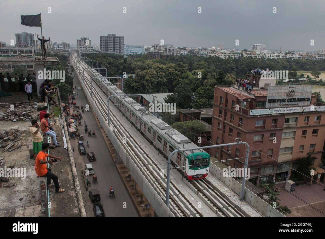 DHAKA, BANGLADESH - AUGUST 29: Aerial view of people during the first ...