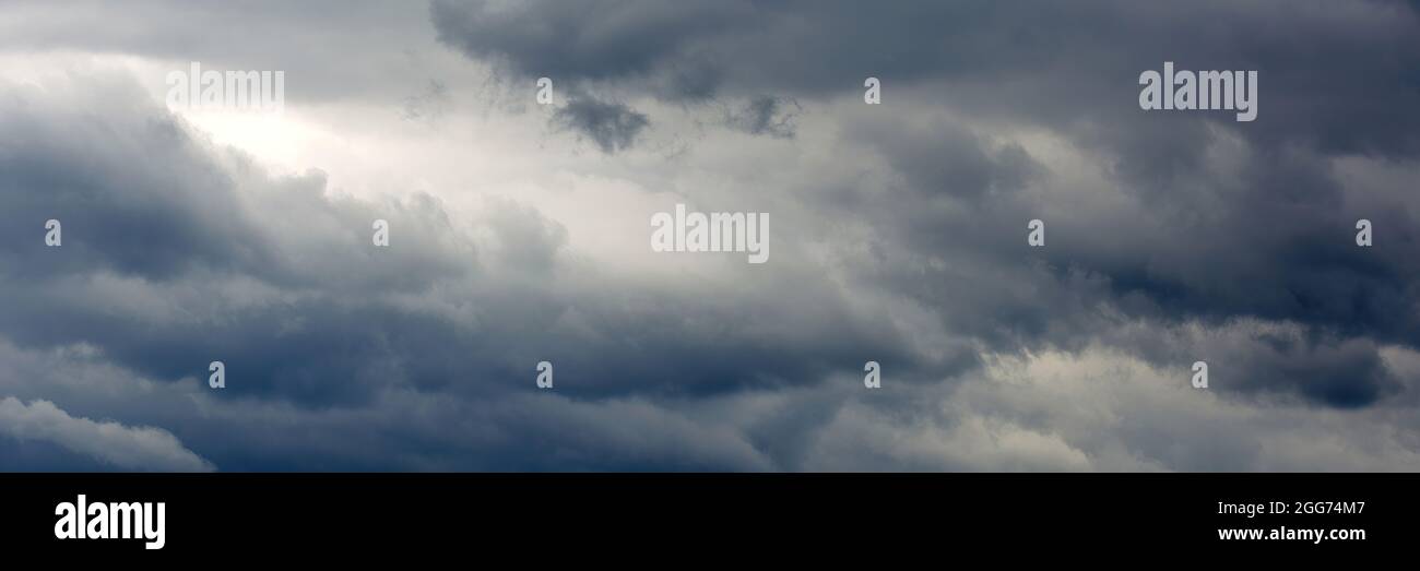 Panoramic banner of dark gray clouds sky Stock Photo - Alamy
