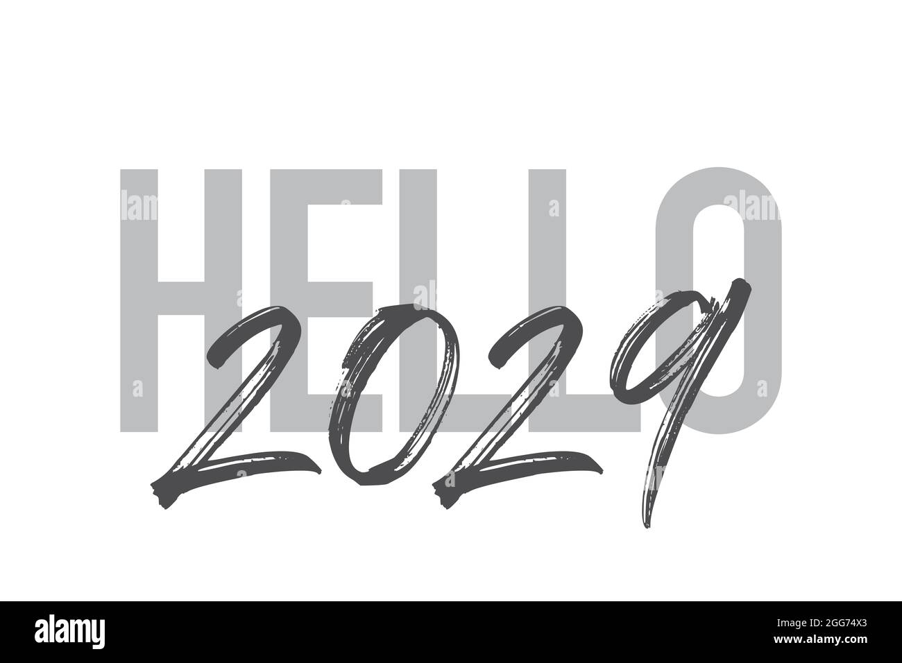 Modern, simple, minimal typographic design of a saying "Hello 2029" in ...