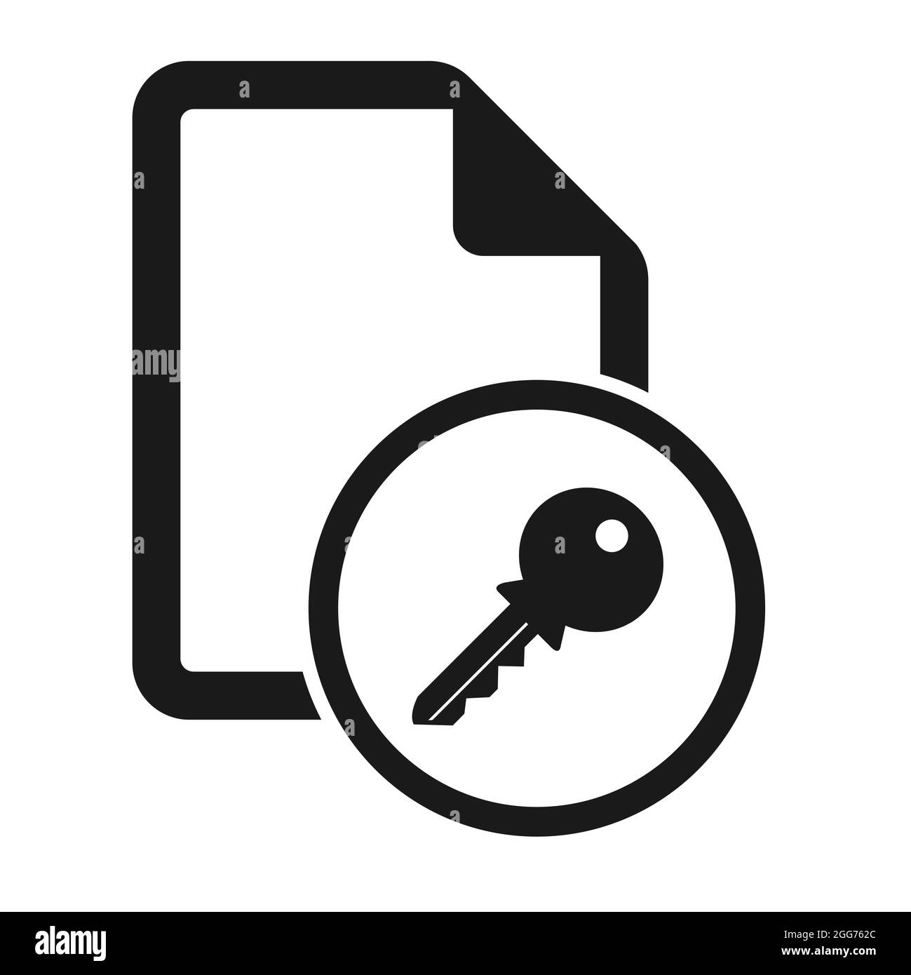 File flat icon with key isolated on white background. Solution document ...