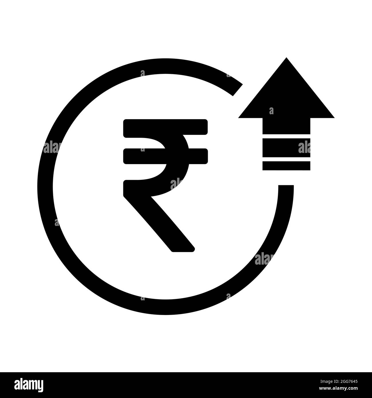 Rupee high symbol, cost increase icon. Growth profit bussiness sign ...