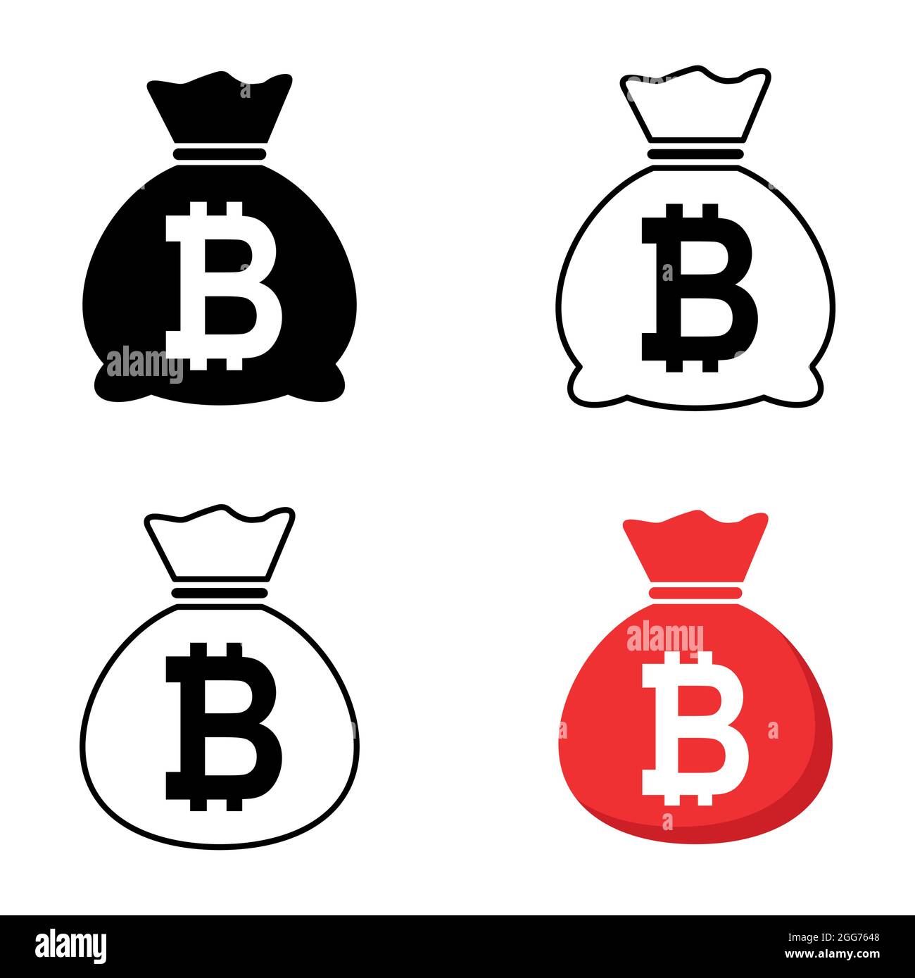 Set of Money bag icon isolated on white background. Bank symbol, profit ...