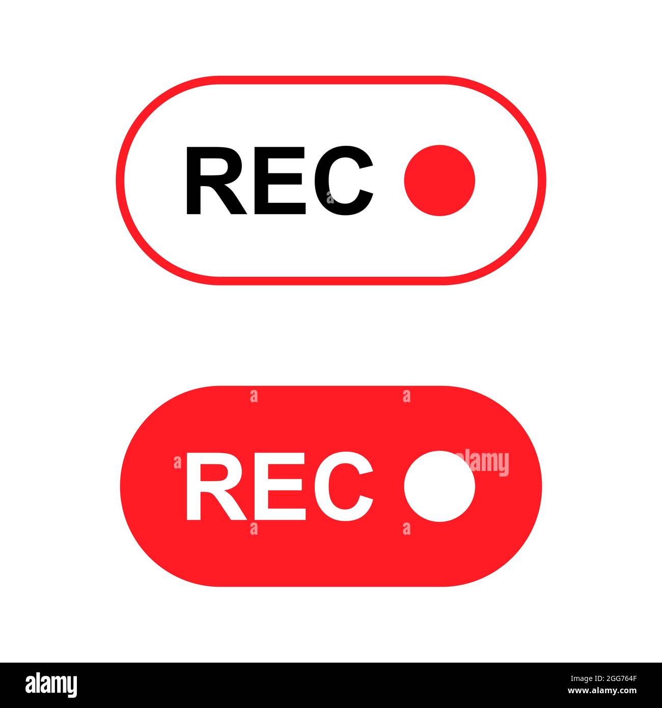 Set of recording sign button, red app panel, rec, vector symbol ...