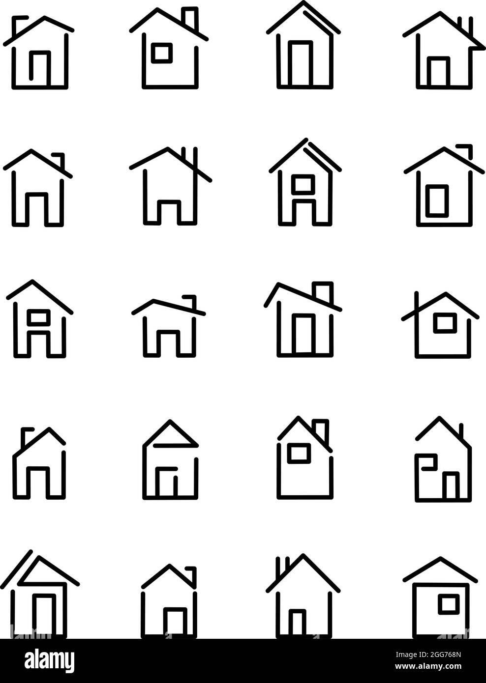 Simple types of houses, icon illustration, vector on white background ...