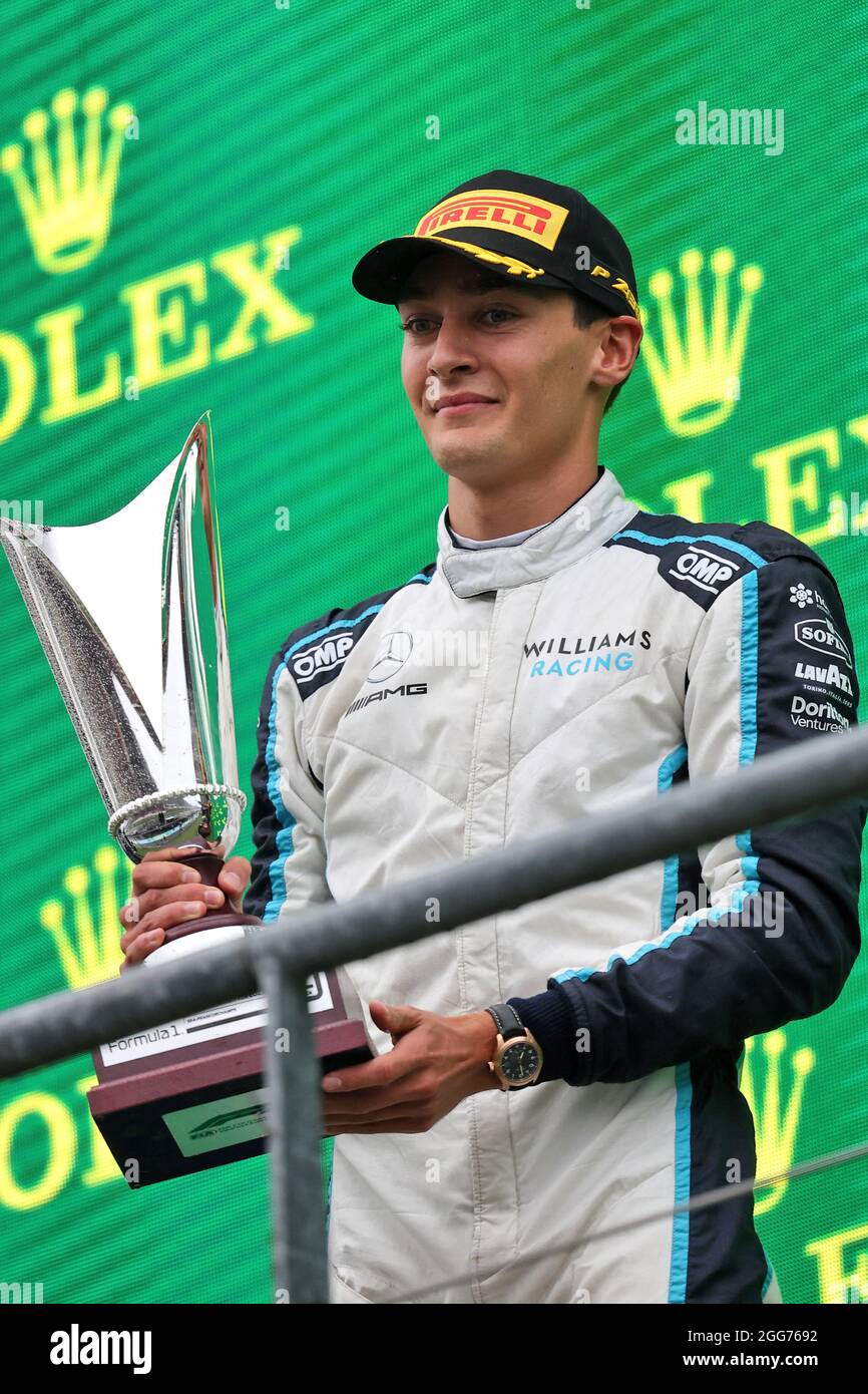 George Russell (GBR) Williams Racing celebrates his second position on ...
