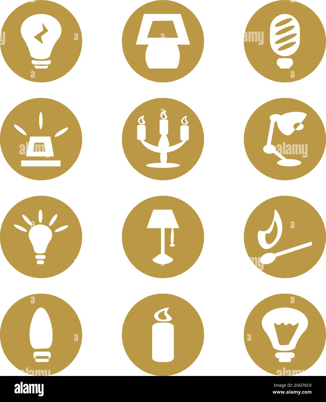 Types of lights, icon illustration, vector on white background Stock ...