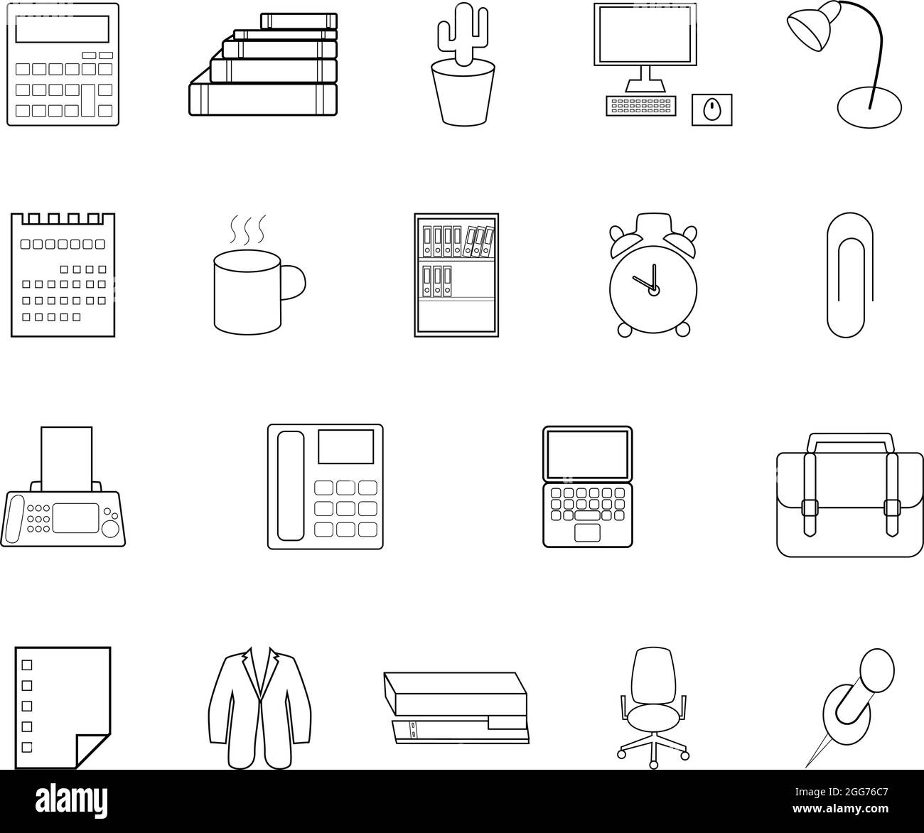 Office supplies, icon illustration, vector on white background Stock ...
