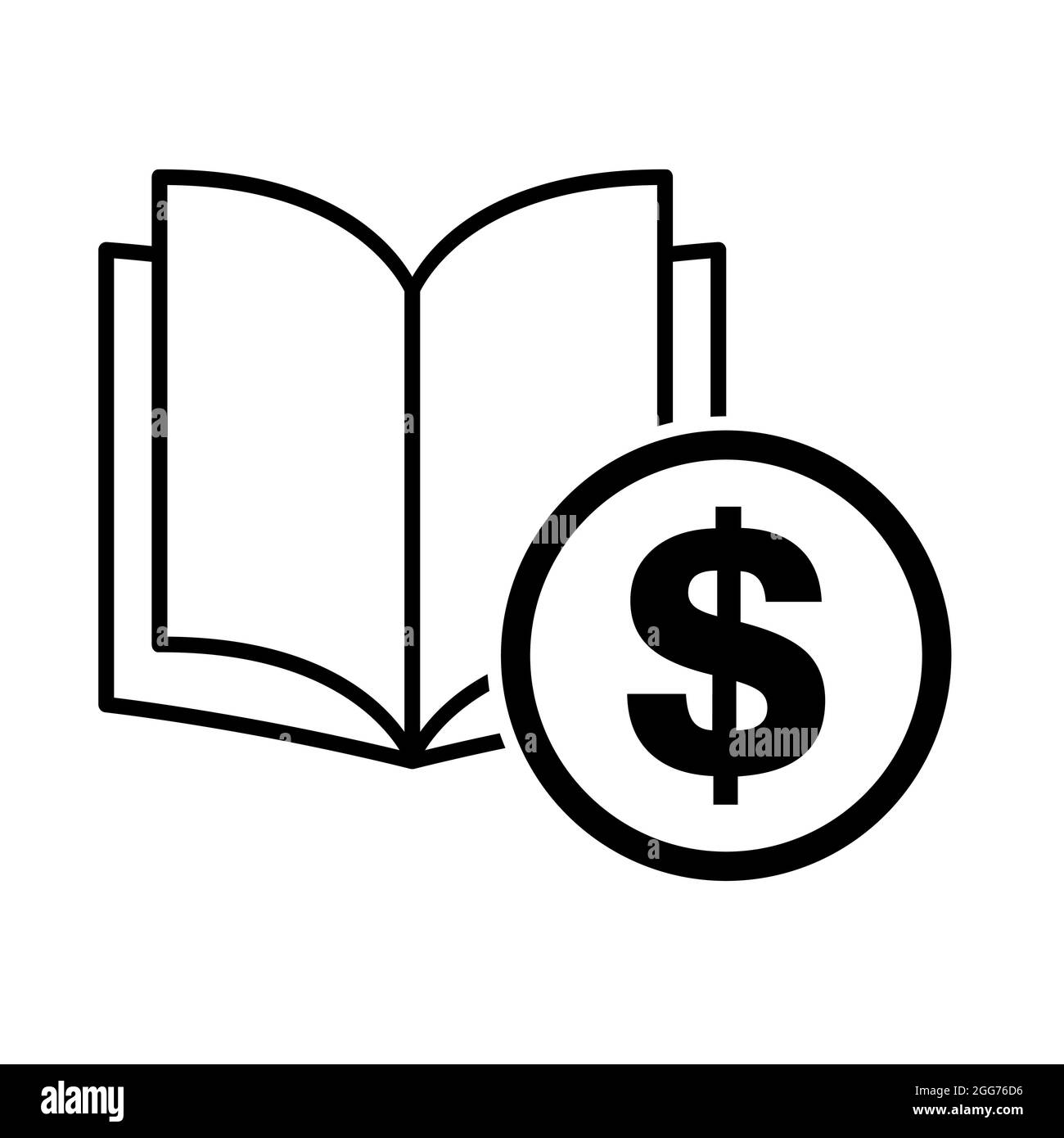 Book icon, dollar open education textbook, library vector illustration ...