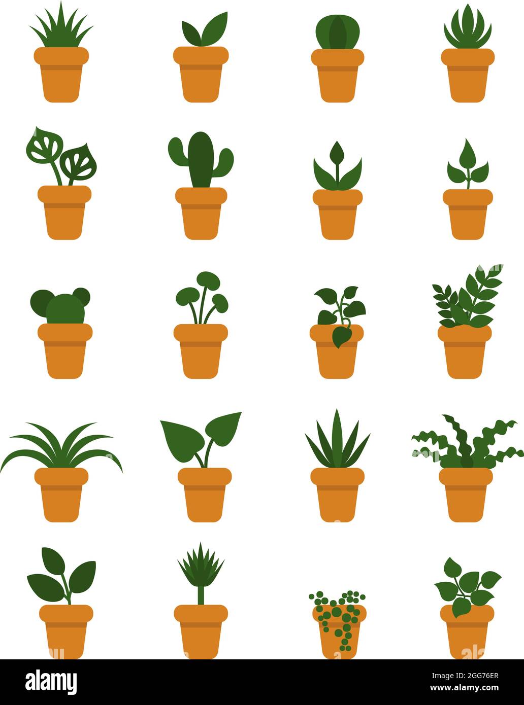 Green plants, icon illustration, vector on white background Stock ...