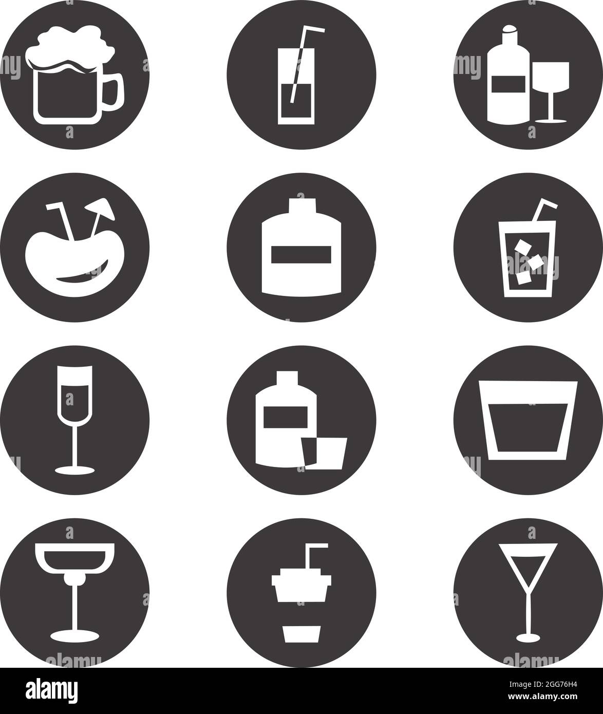 Alcoholic drinks, icon illustration, vector on white background Stock ...