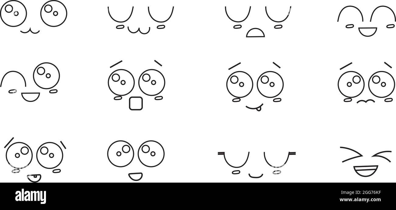 Simple facial expressions, icon illustration, vector on white ...
