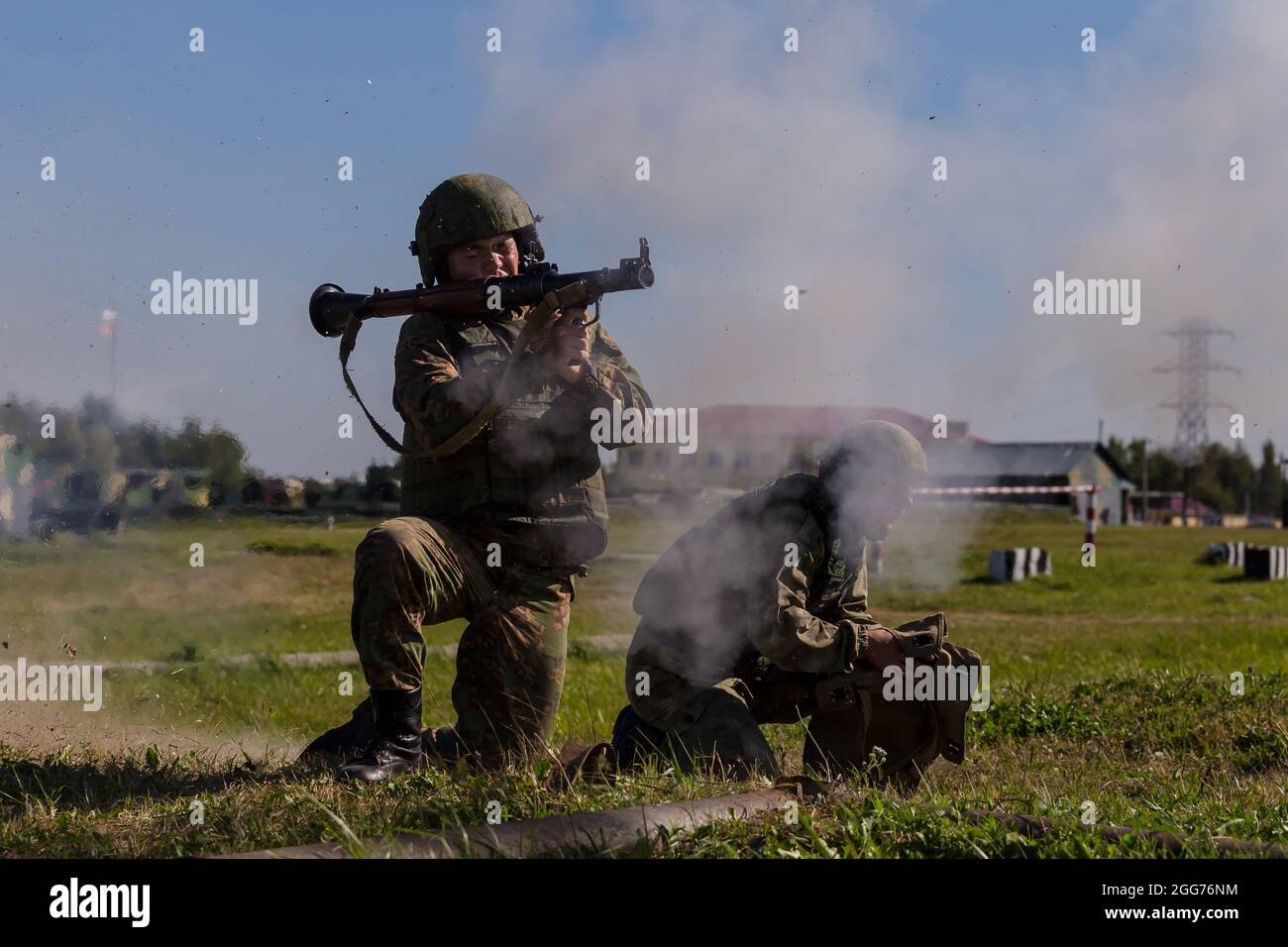 A pair of RPG-7 grenade launchers firing in position, during a two ...