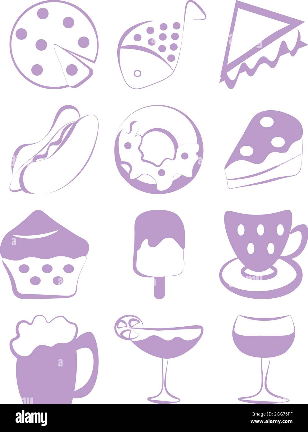 Cafe food, icon illustration, vector on white background Stock Vector ...