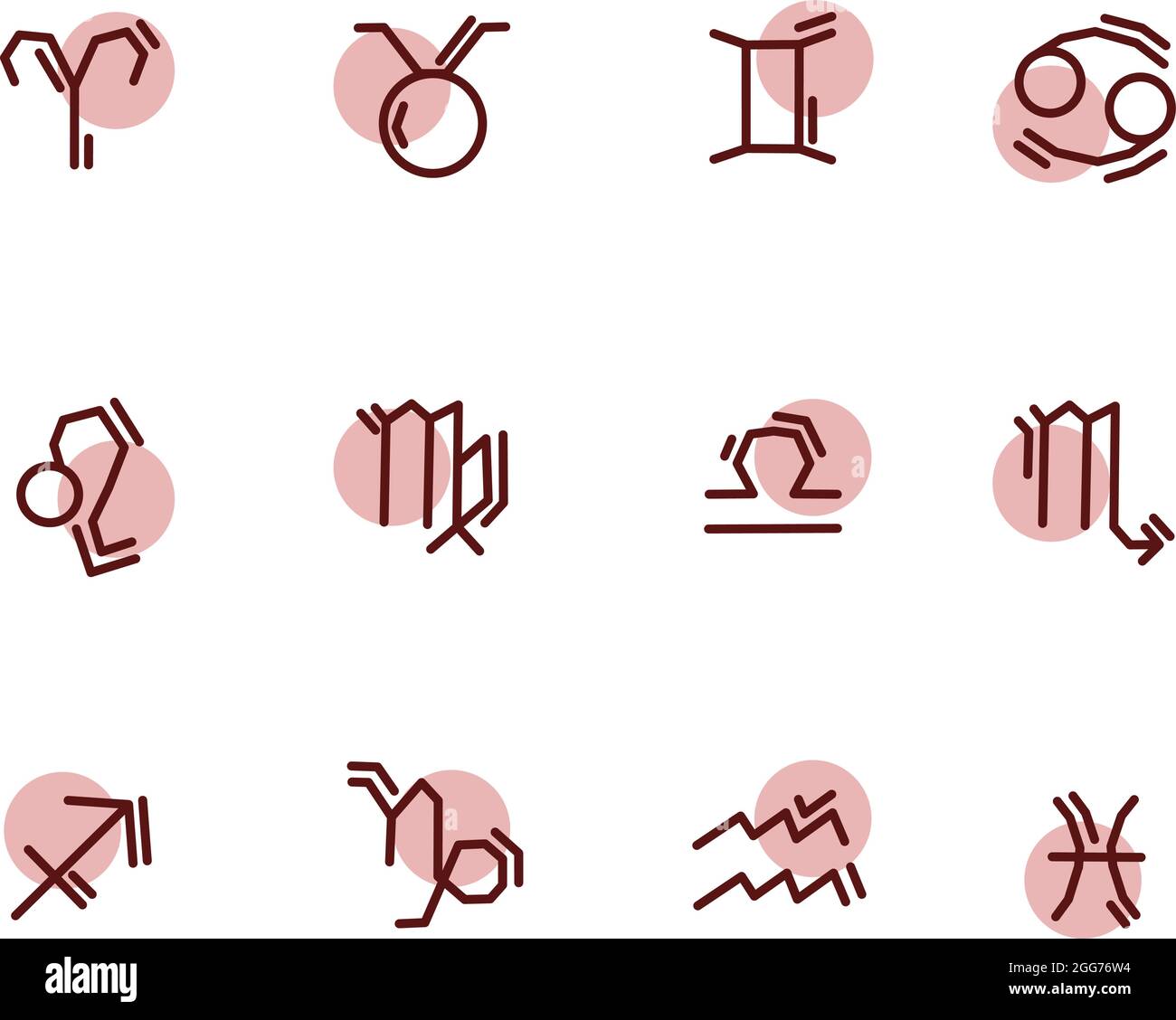 Horoscope signs, icon illustration, vector on white background Stock ...