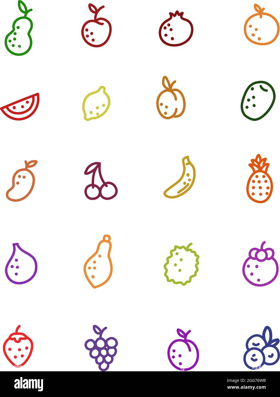 Fresh fruits, icon illustration, vector on white background Stock ...