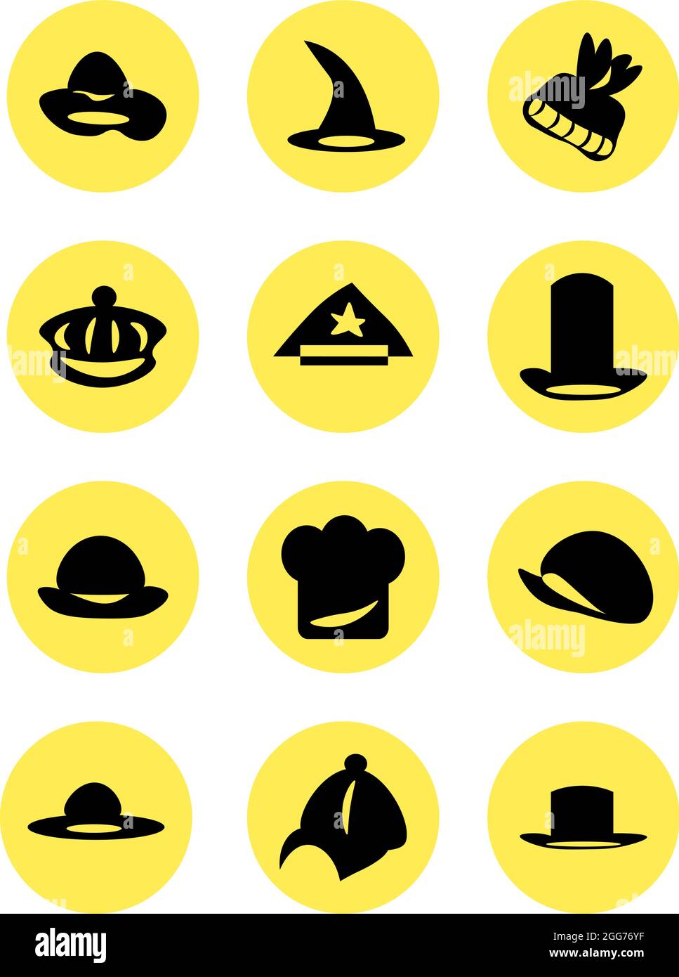 Accesory hats, icon illustration, vector on white background Stock ...