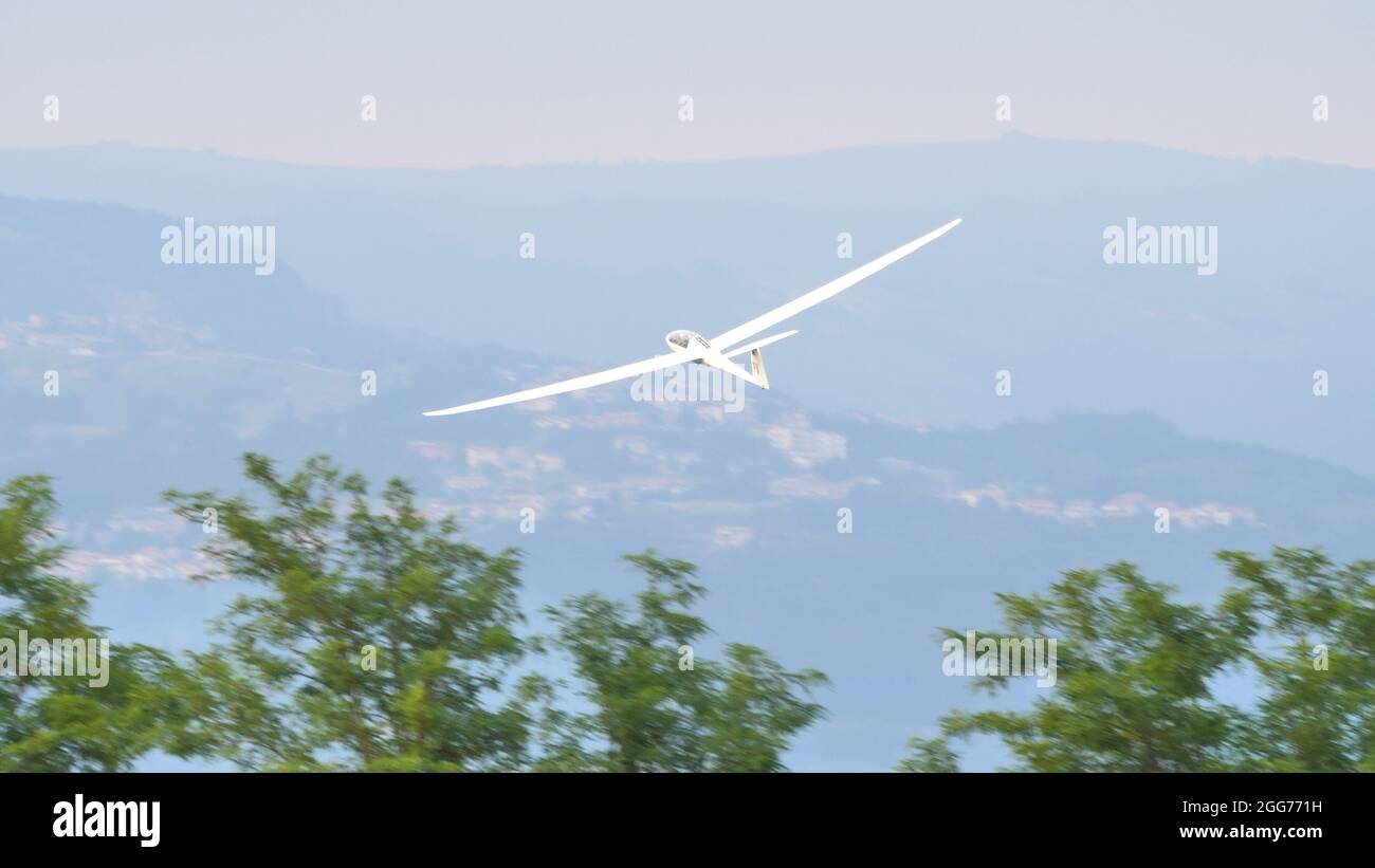 Thiene, Italy JULY, 8, 2021 High performance turning glider at very low ...
