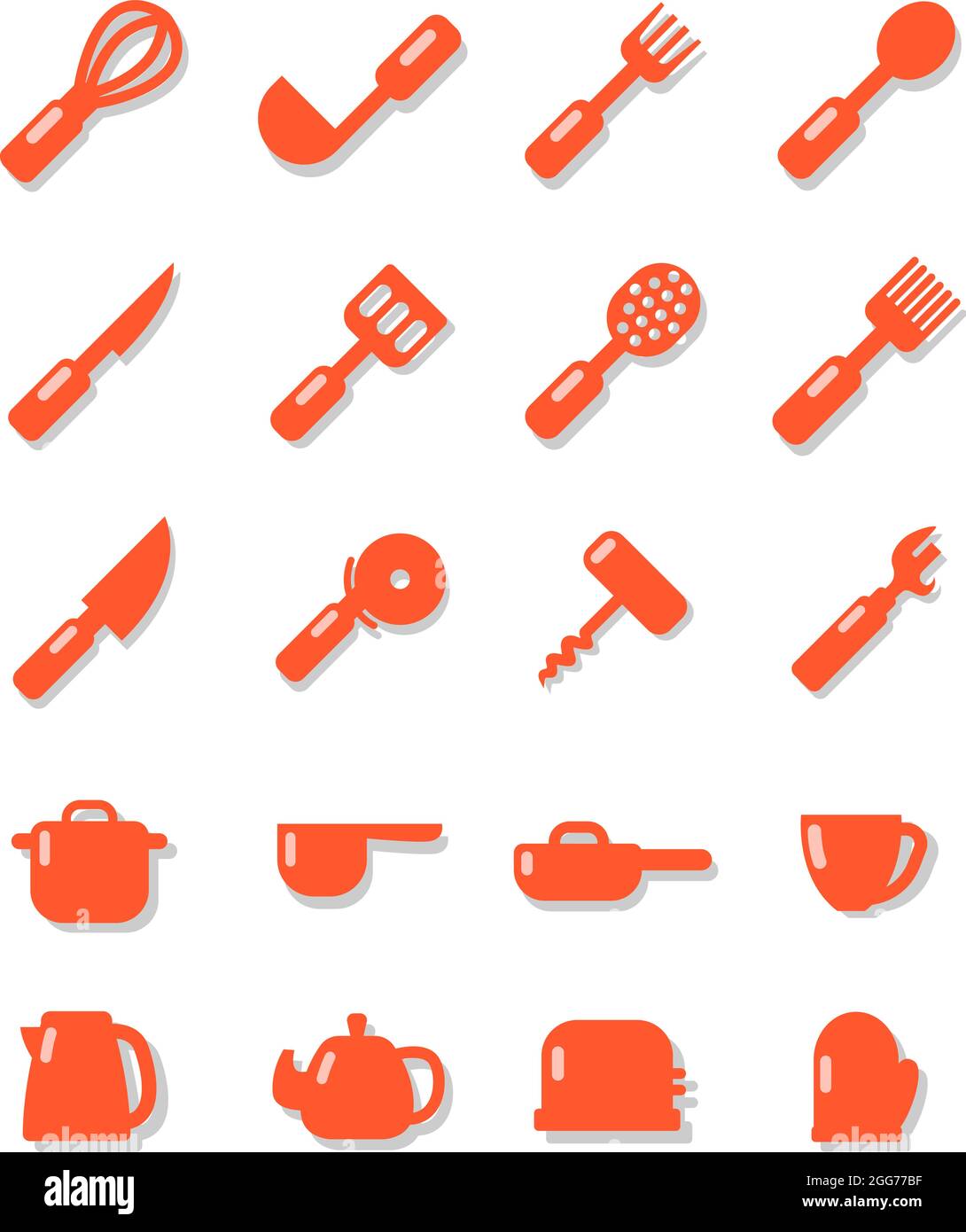 Kitchen ware, icon illustration, vector on white background Stock ...