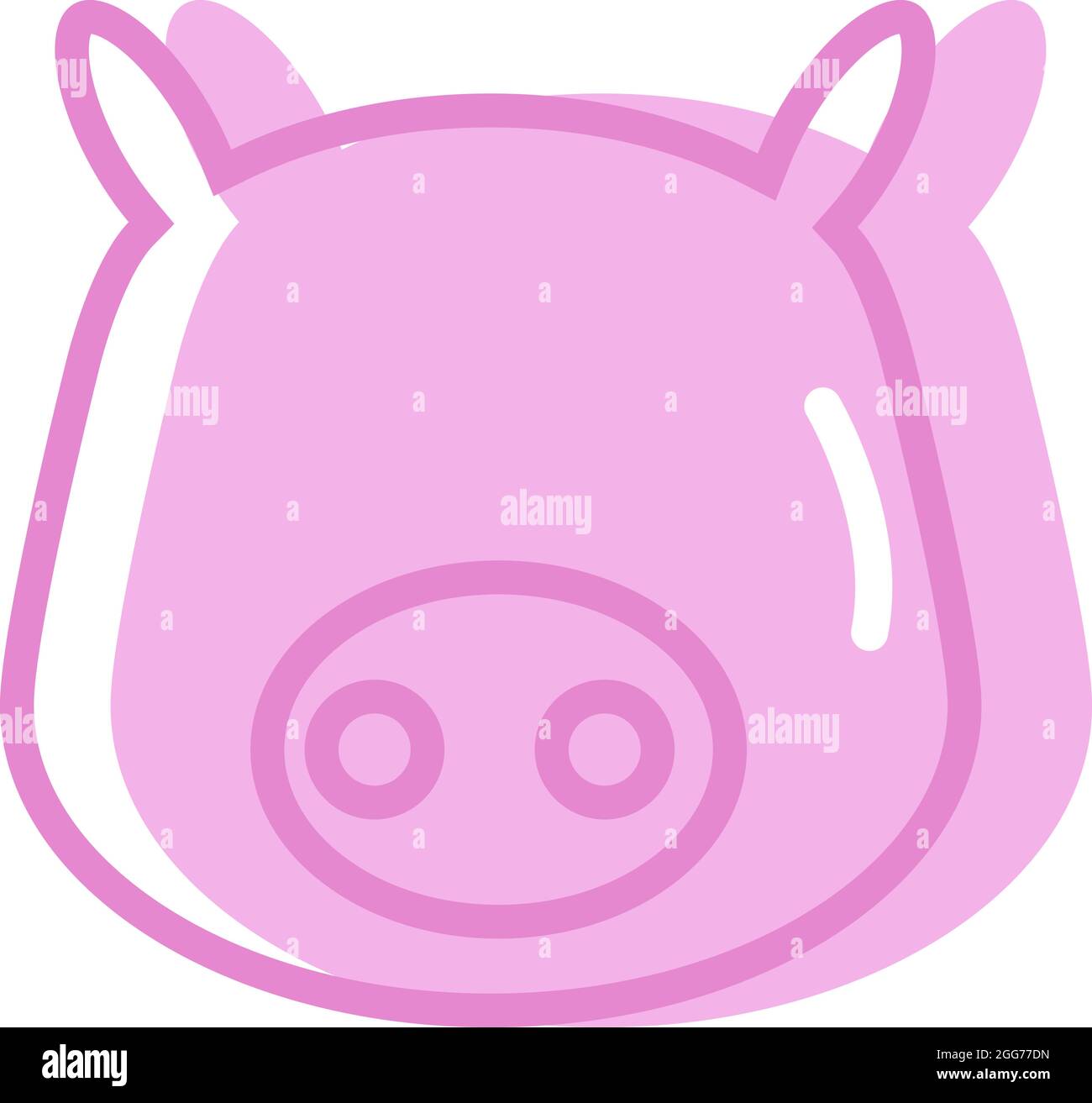 Pink pig head, icon illustration, vector on white background Stock ...