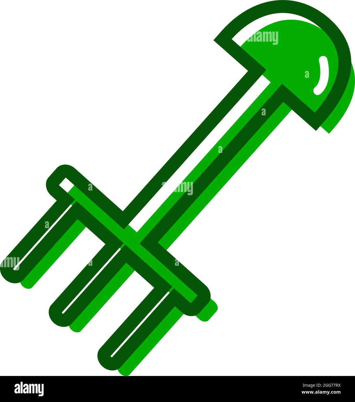 Green rake, icon illustration, vector on white background Stock Vector ...