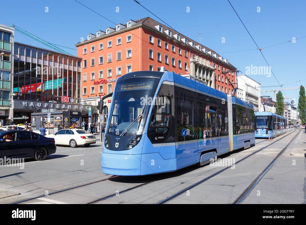 Munich, Germany - June 1, 2021: Tram Siemens Avenio light rail public ...