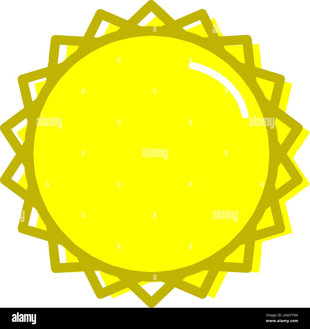 Yellow sun, icon illustration, vector on white background Stock Vector ...