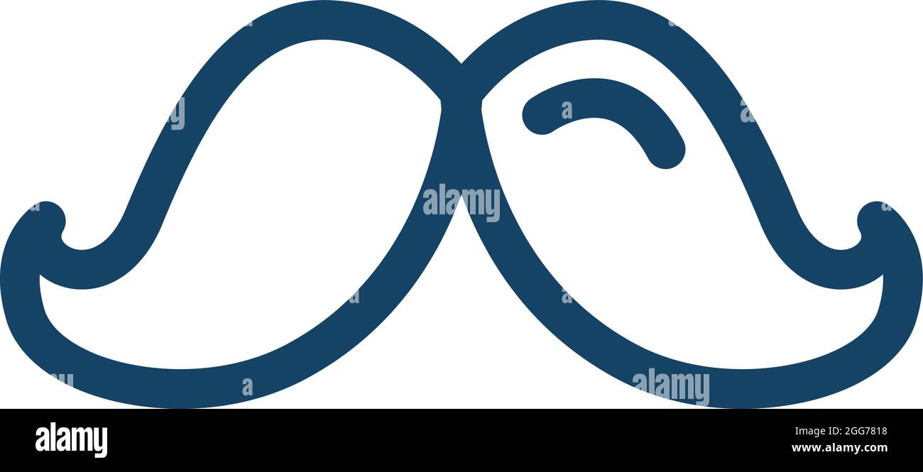 Blue moustache, icon illustration, vector on white background Stock ...