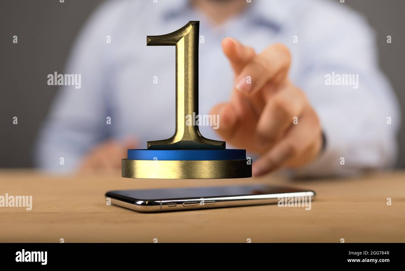 A digital illustration of first place trophy or a year anniversary ...