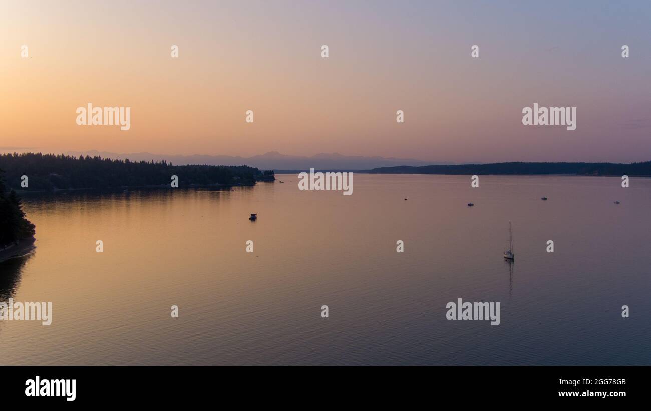 The Puget Sound at sunset Stock Photo - Alamy