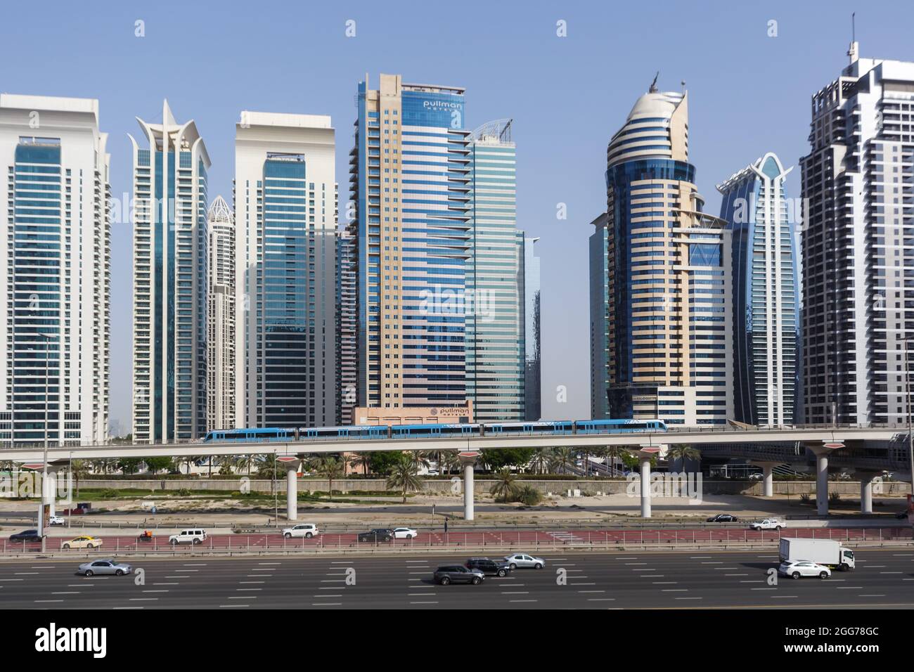 Dubai, United Arab Emirates - May 25, 2021: Metro Dubai public ...