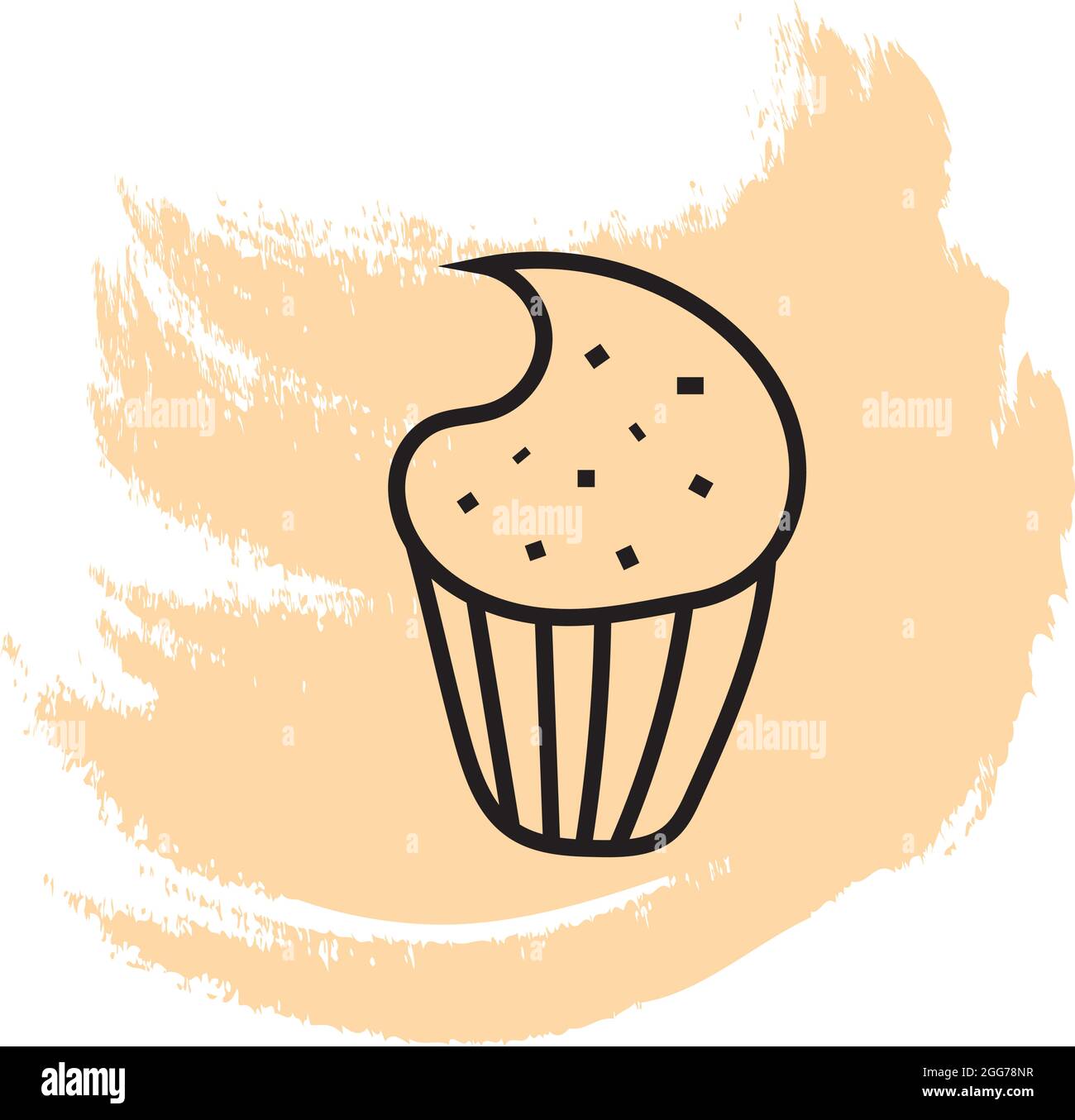 Strawberry cupcake, icon illustration, vector on white background Stock ...