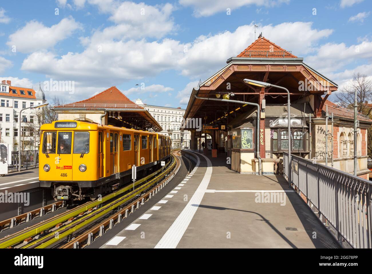 Berlin, Germany - April 23, 2021: Metro train line U1 station ...