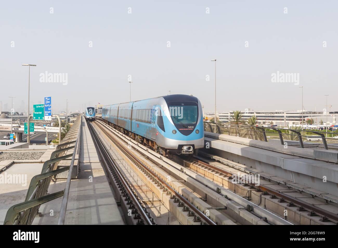 Dubai, United Arab Emirates - May 25, 2021: Metro Dubai public ...