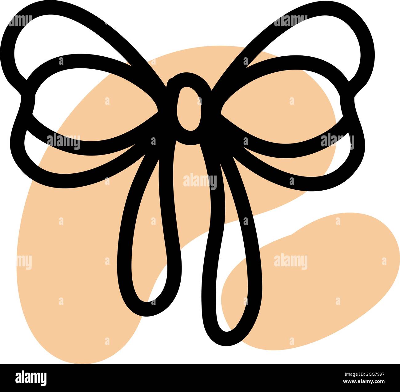 Decorative orange ribbon, icon illustration, vector on white background ...