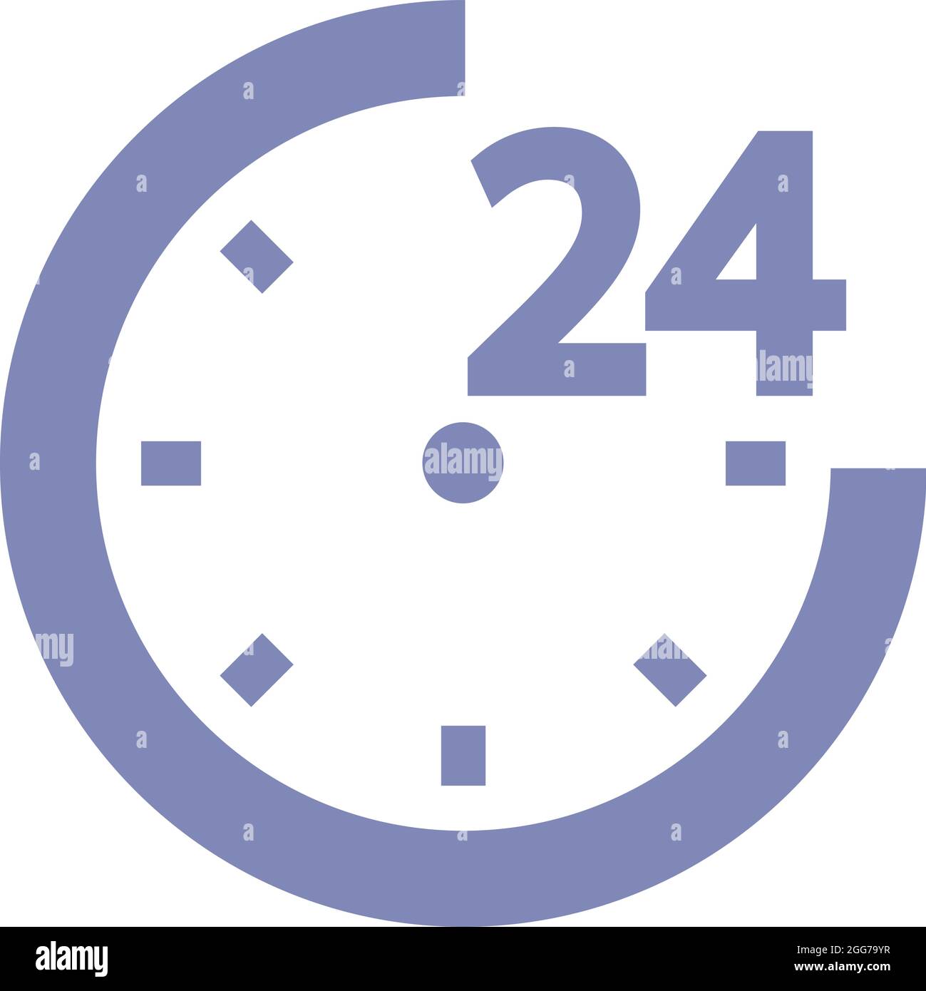 Online at any hour, icon illustration, vector on white background Stock ...