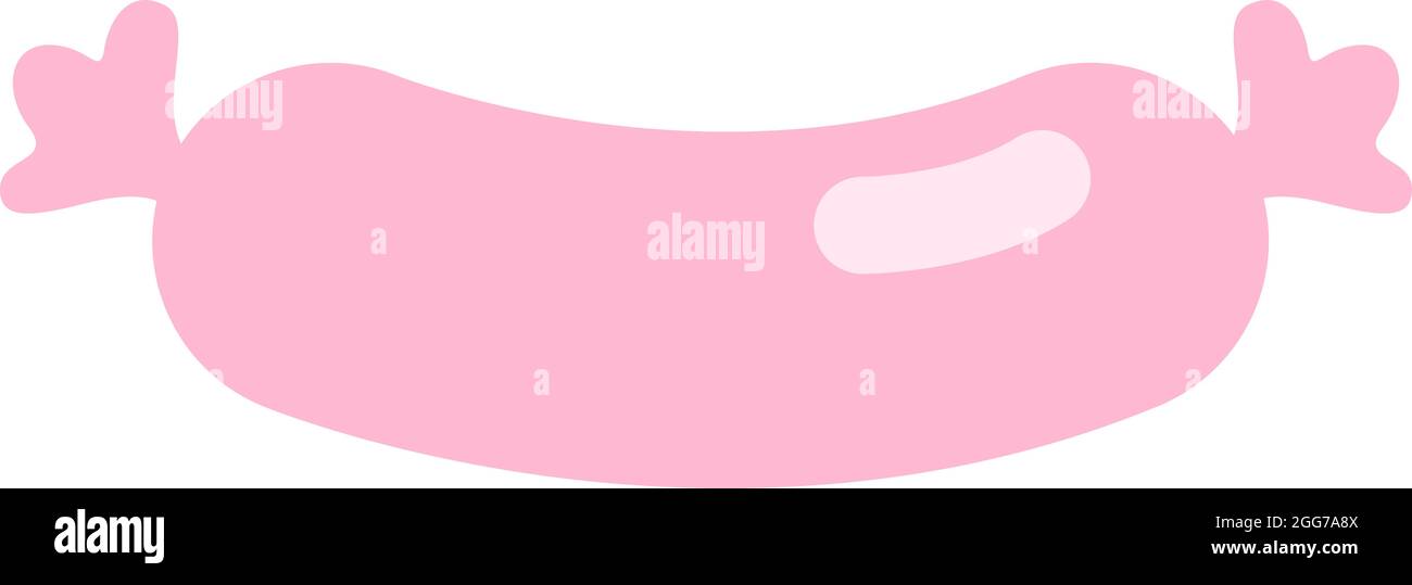 Pink sausage, icon illustration, vector on white background Stock ...