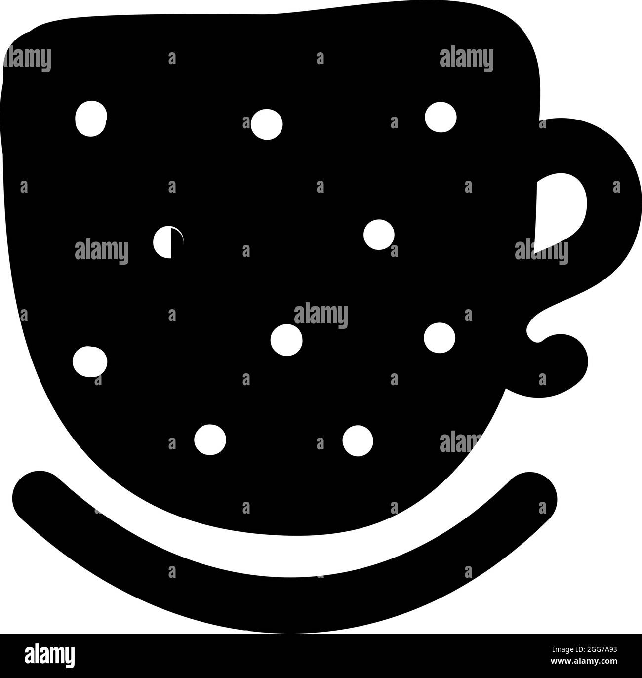 Black cup with white dots, icon illustration, vector on white ...