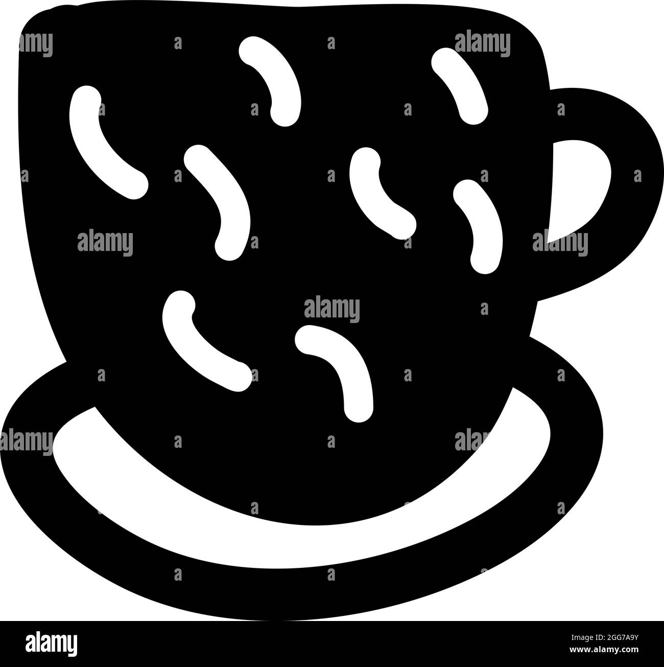 Porcelain black cup, icon illustration, vector on white background ...