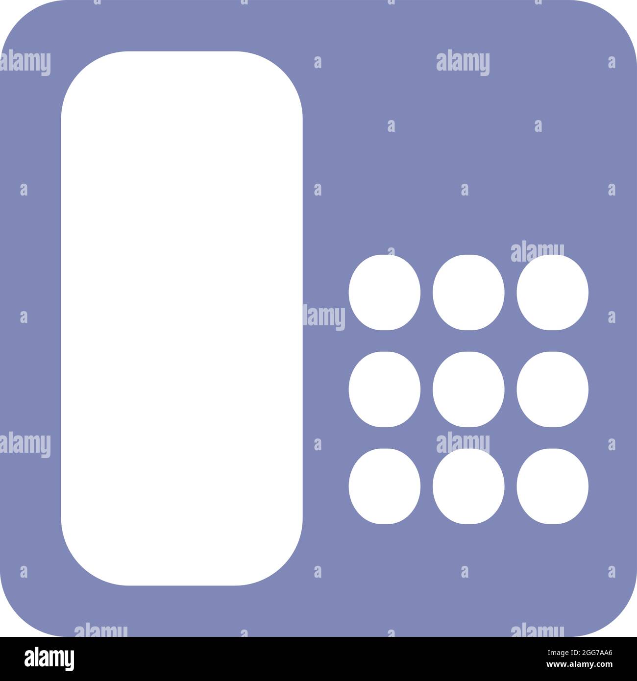 Purple button phone, icon illustration, vector on white background ...