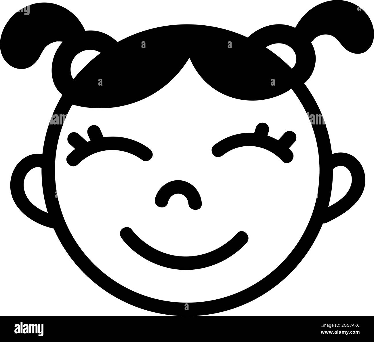 Happy little girl, icon illustration, vector on white background Stock ...
