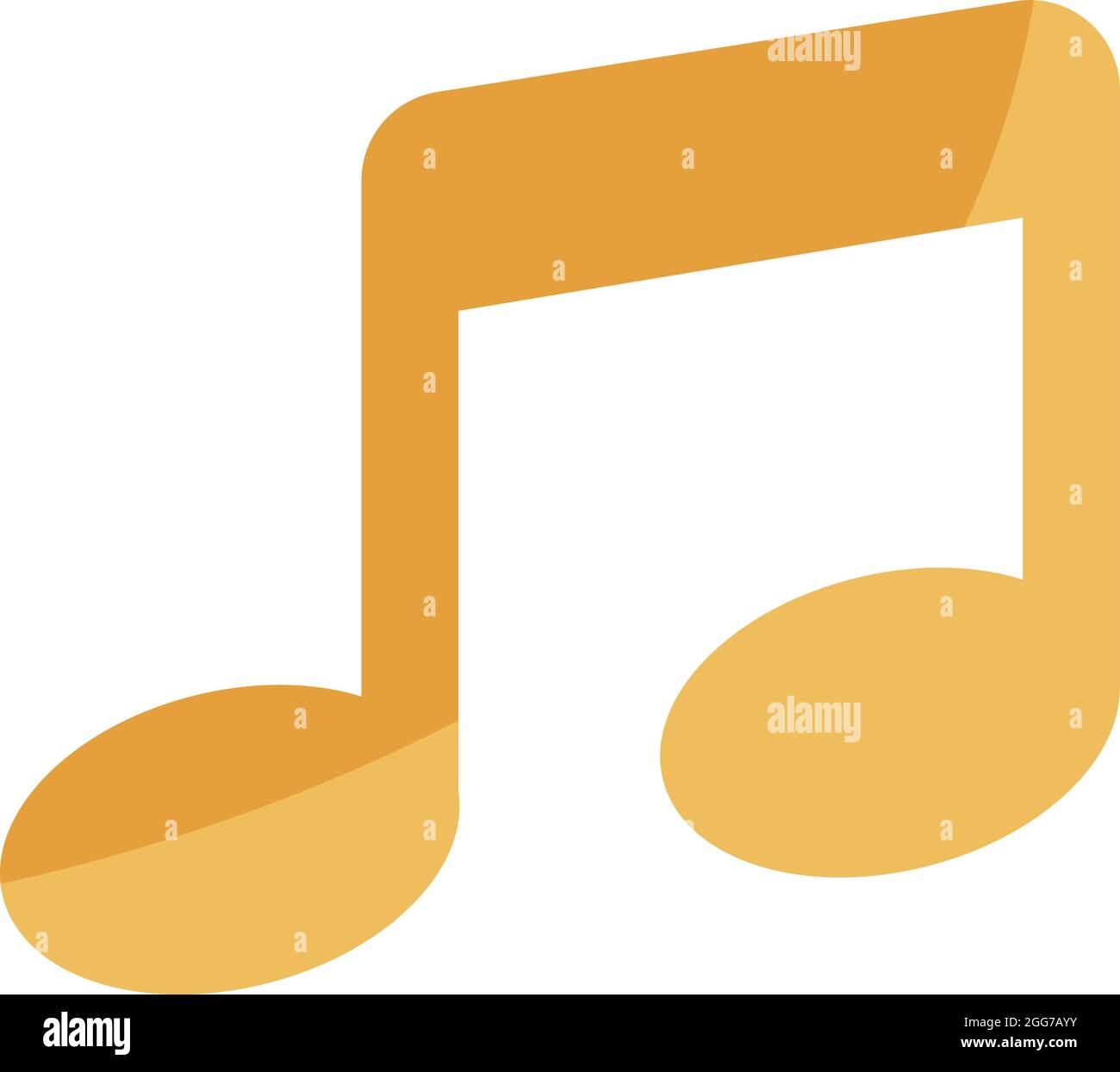 Orange music note, icon illustration, vector on white background Stock ...